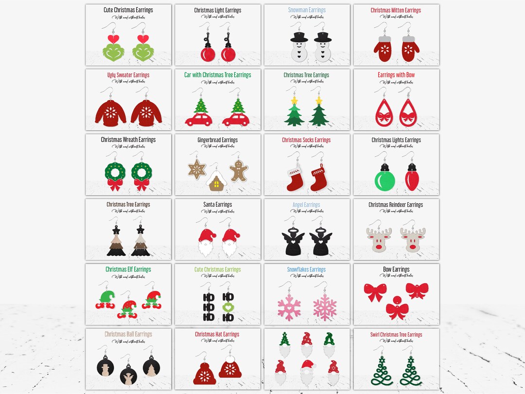 Christmas SVG Earring Bundle Winter Faux Leather Earring Svg Christmas ...