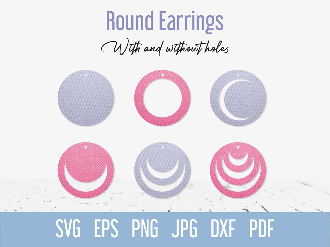 Round Earring Svg Template, Circle Moon Faux Leather Earring Svg ...