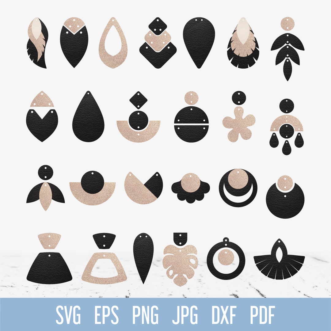 Leather Earring Svg Bundle, Geometric Faux Leather Earrings SVG ...