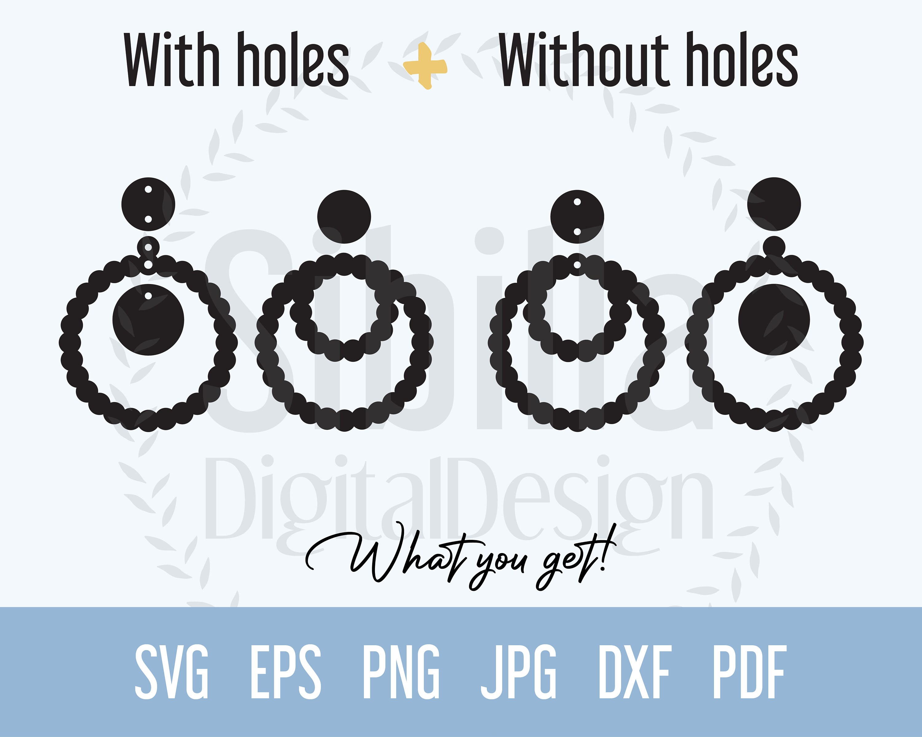 Round Earring Svg Template, Circle Dangle Faux Leather Earrings Svg ...