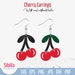 Cherry Earring SVG Digital File, Fruit Faux Leather Earrings Svg, Cute ...
