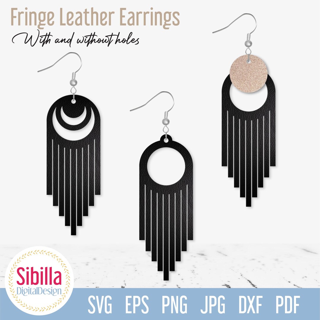 Fringe Leather Earring Svg Bundle, Tassel Faux Leather Earrings Svg ...