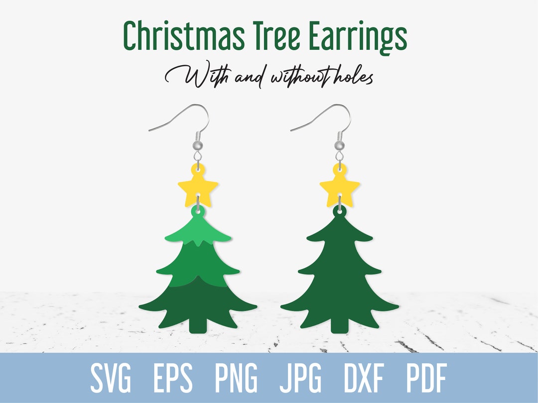 Christmas Tree Earring Svg, Winter Star Faux Leather Earrings Svg ...