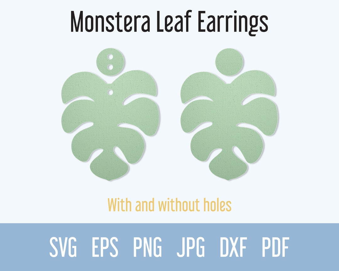 Monstera Earring Svg Template, Summer Faux Leather Earrings Svg, Leaf ...