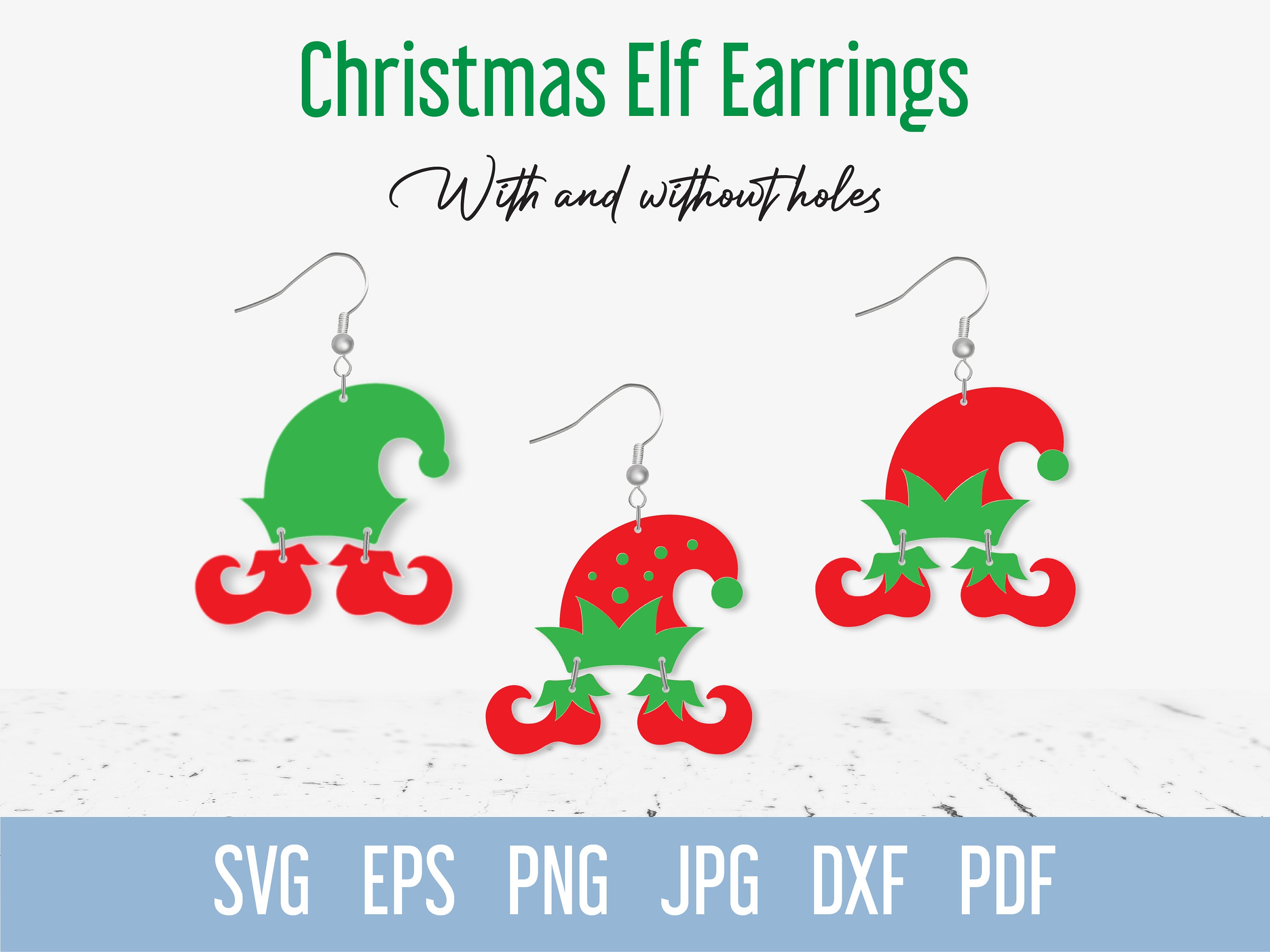 Christmas Elf Earring SVG, Elf Hat With Shoes Dangle Faux Leather ...
