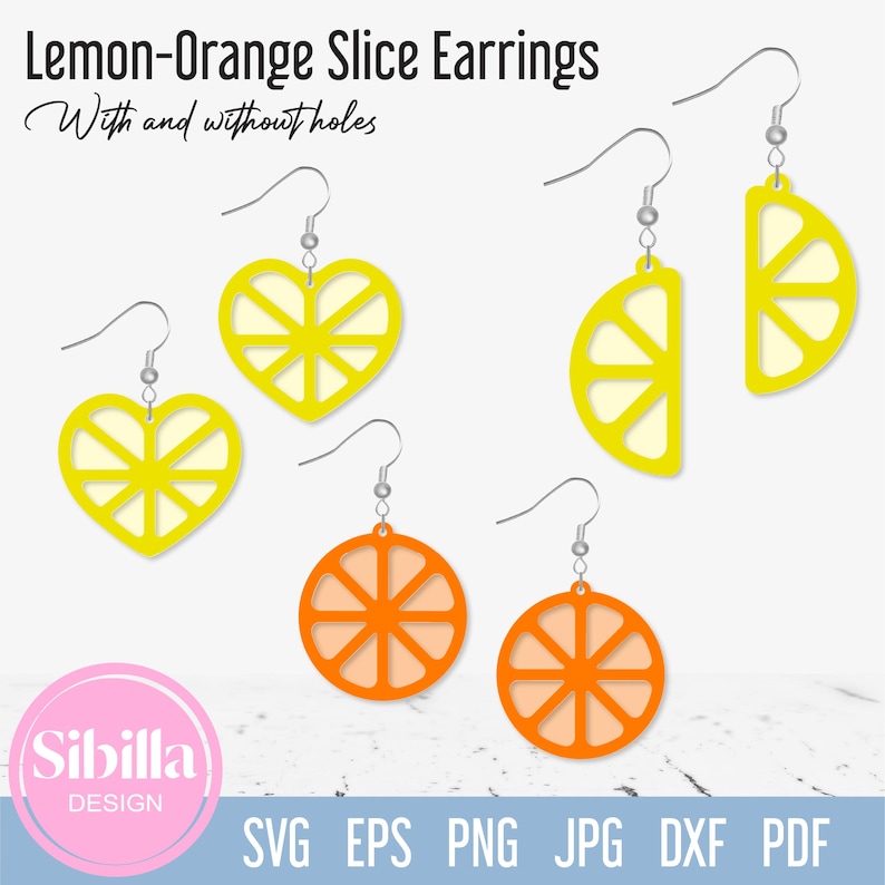 Lemon Slice Earrings SVG: Orange Fruit Jewelry Cut File for Glowforge ...