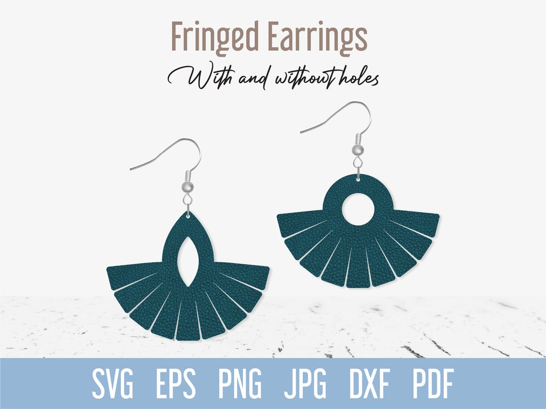 Fringe Leather Earring Svg Cut File, Round Faux Jewelry Template Svg ...