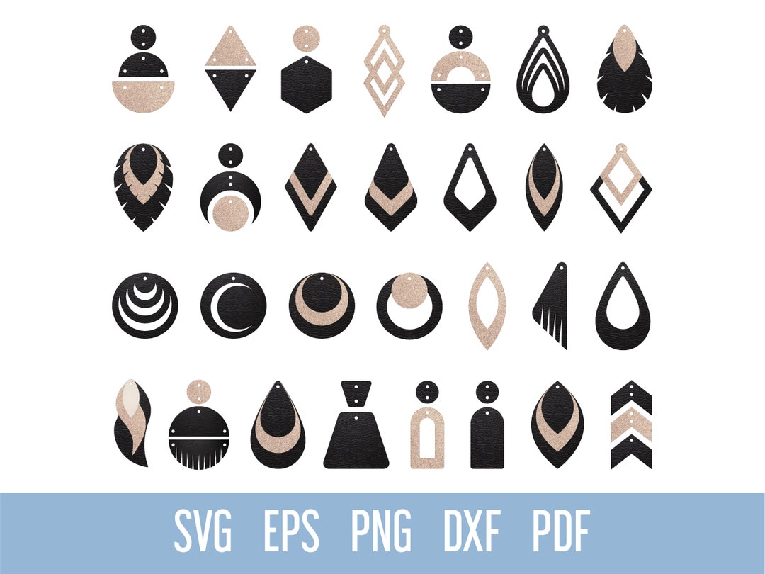 Leather Earring Svg Bundle, Basic Shapes Faux Leather Earrings Svg ...