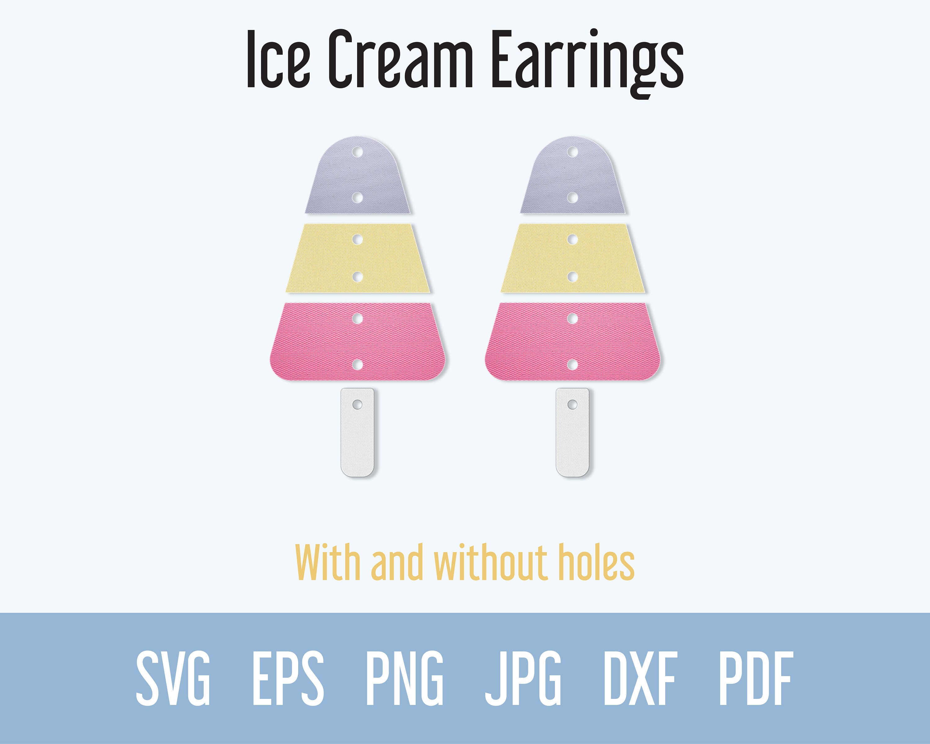 Ice Cream Earring SVG Template, Summer Faux Leather Earring Svg Digital ...