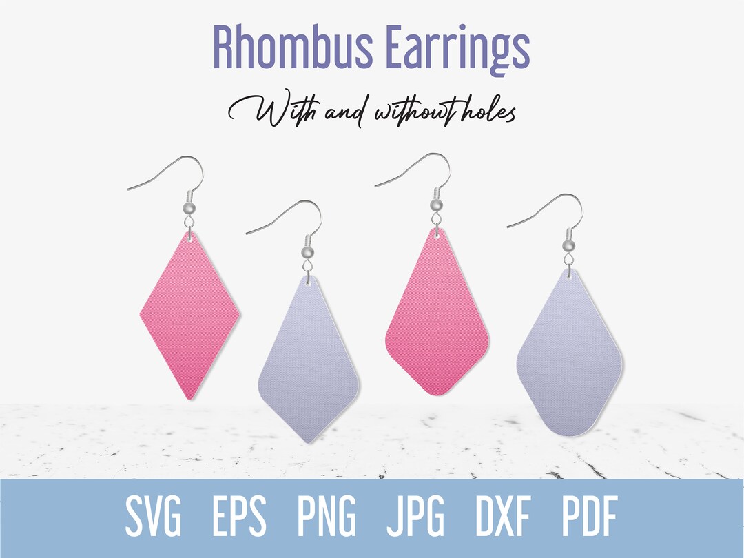 Rhombus Earring Svg Template, Dangle Faux Leather Earrings Svg, Basic ...