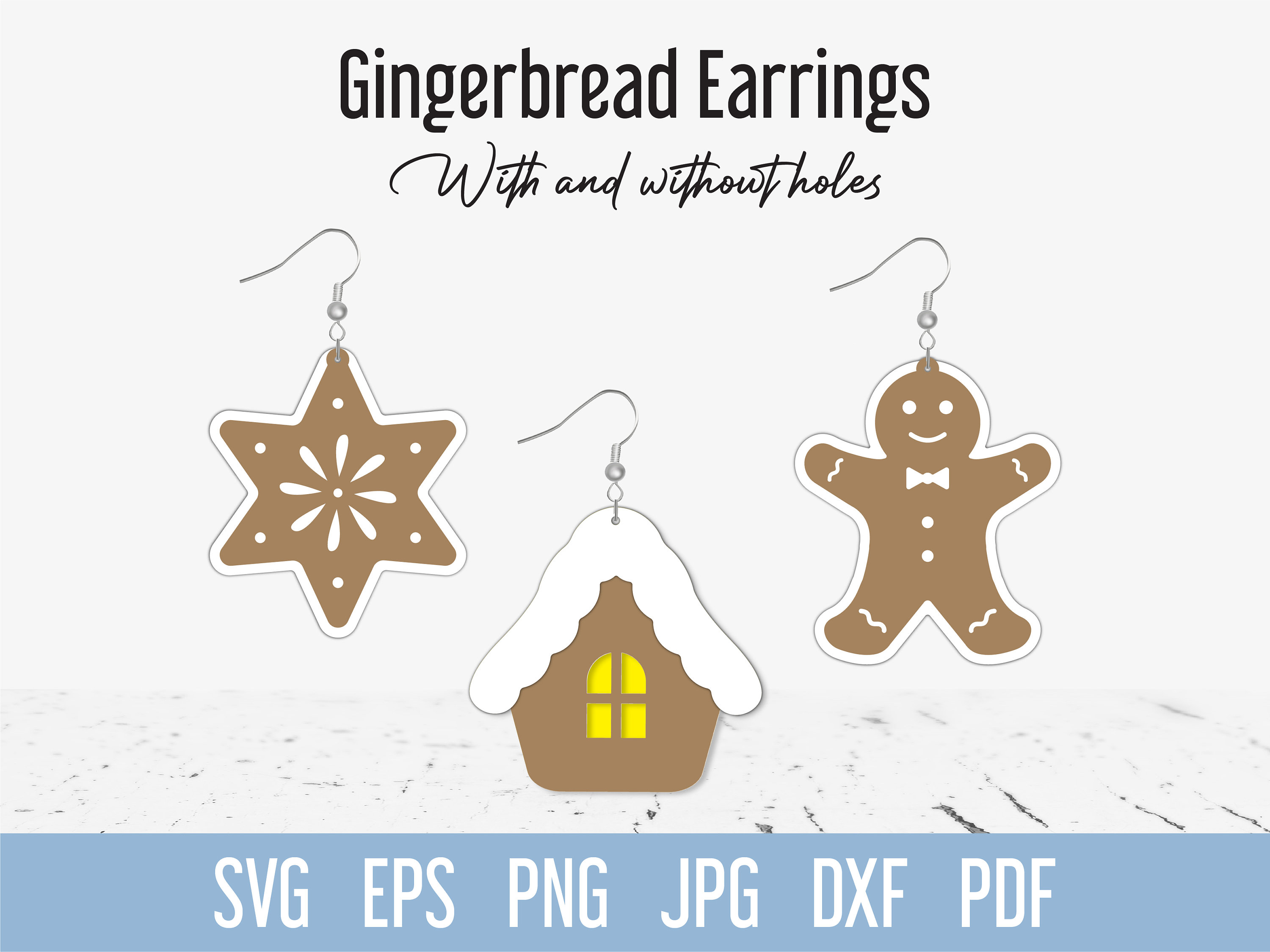Christmas Earring SVG Bundle, Winter Gingerbread Faux Leather Earring ...