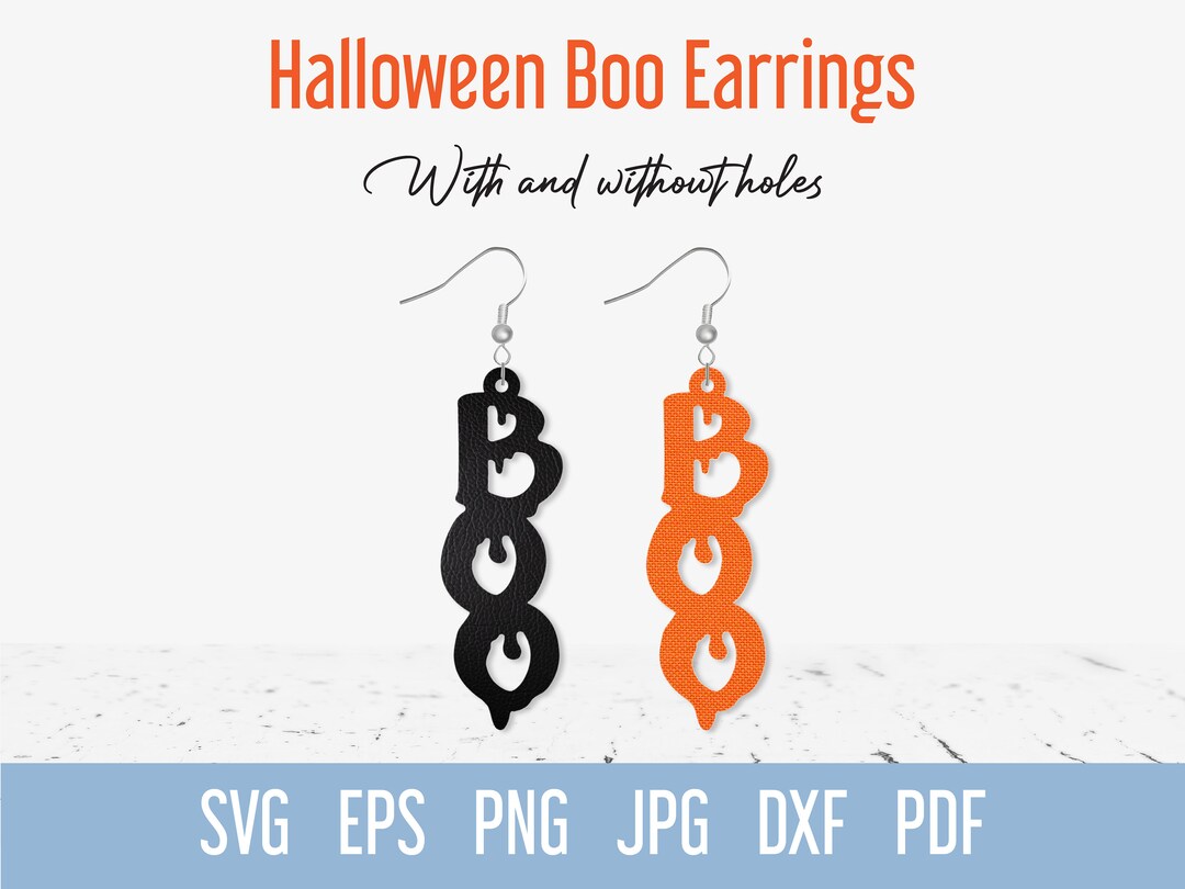 Halloween Boo Earring SVG, Spooky Faux Leather Earring SVG Template ...