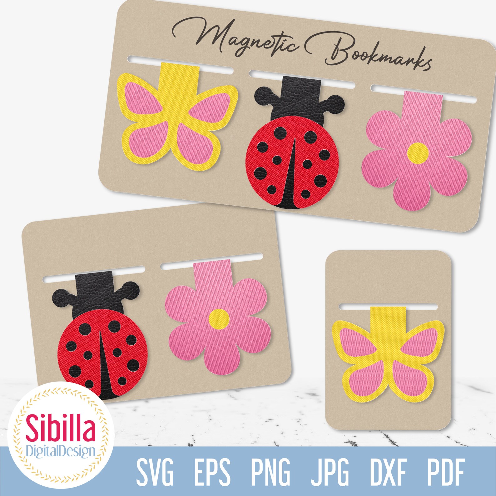 Magnetic Bookmark SVG Bundle, Mouse DIY Book Mark Faux Leather SVG ...