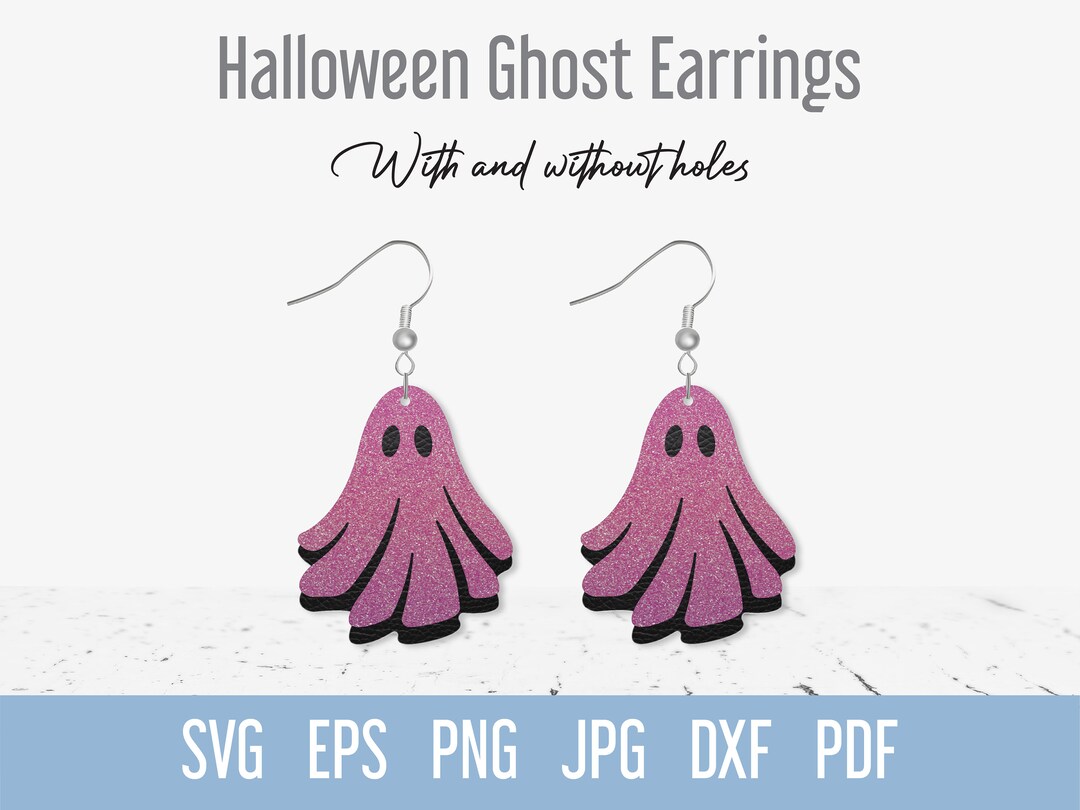 Cute Ghost Earring SVG Template, Layered Faux Leather Earring SVG for ...