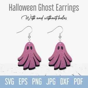 Cute Ghost Earring SVG Template, Layered Faux Leather Earring SVG for ...