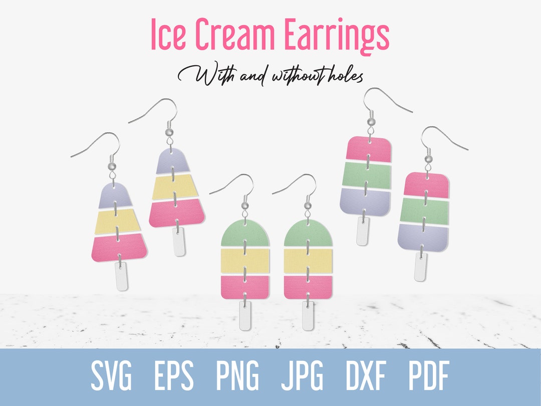 Ice Cream Earring SVG Template, Summer Faux Leather Earring Svg Digital ...
