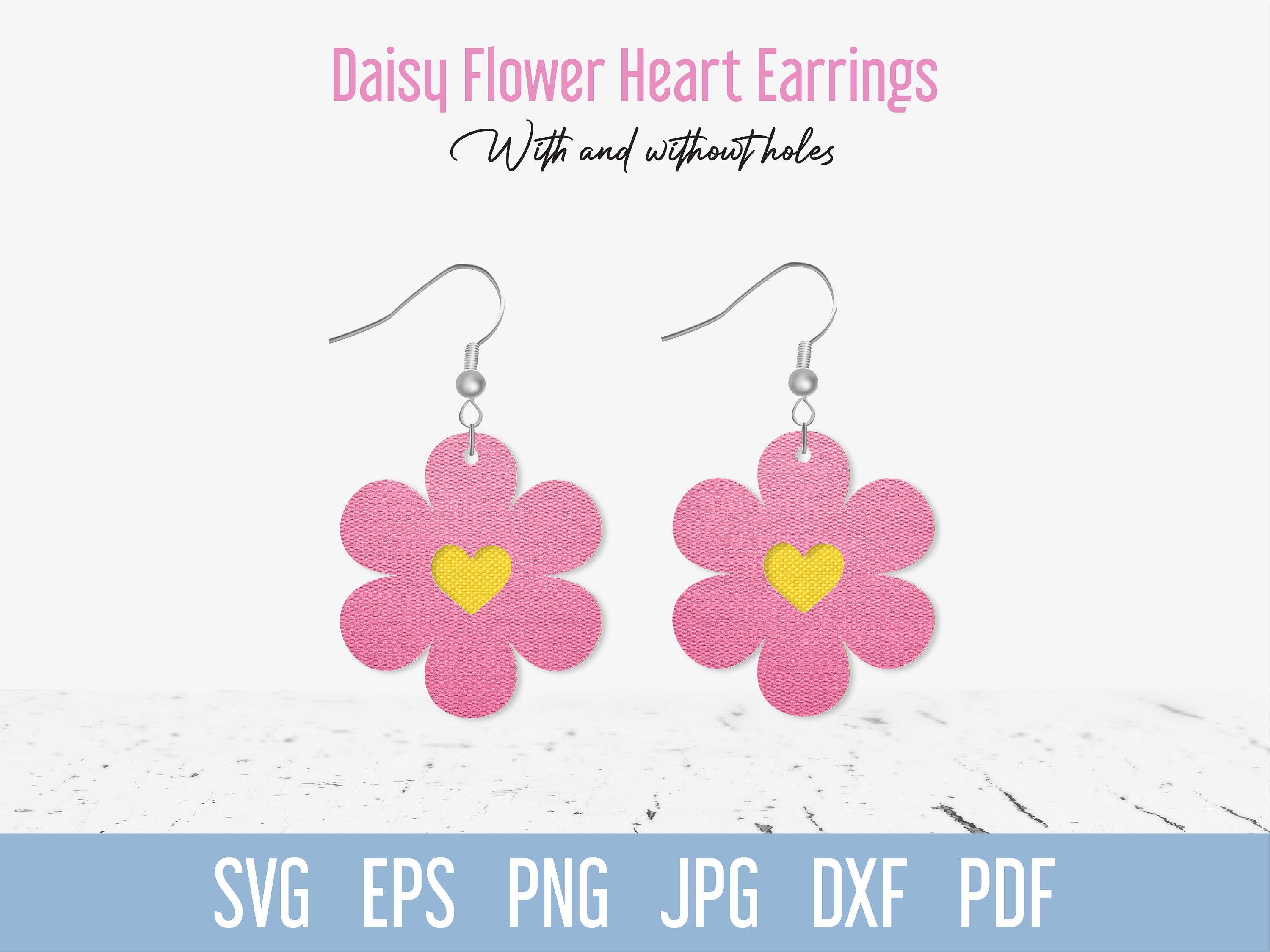 Daisy Heart Earring SVG, Valentines Day Leather Earrings SVG Cut File ...