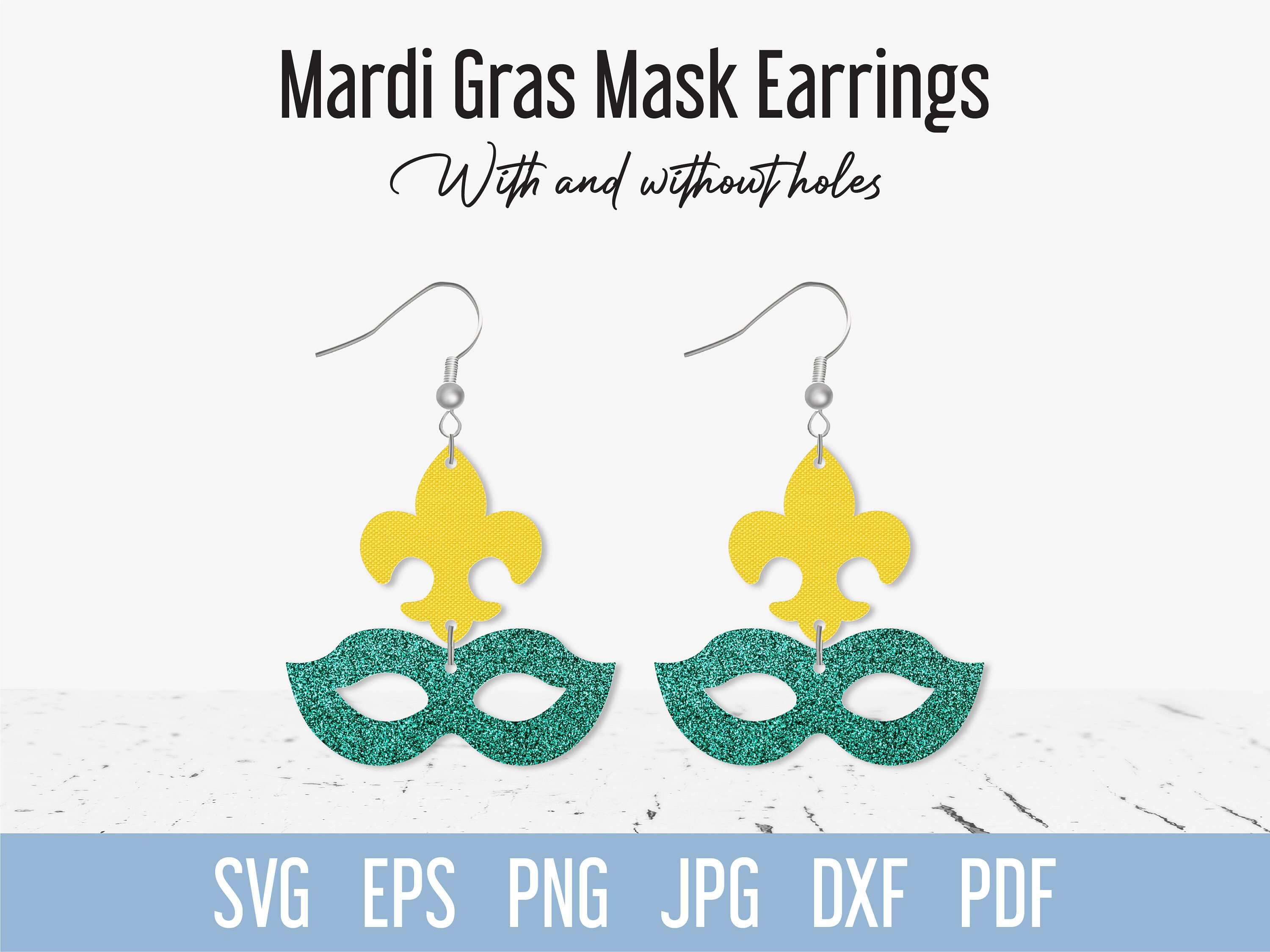 Mardi Gras Mask Earring SVG, Fleur De Lis Leather Earring Svg Template ...