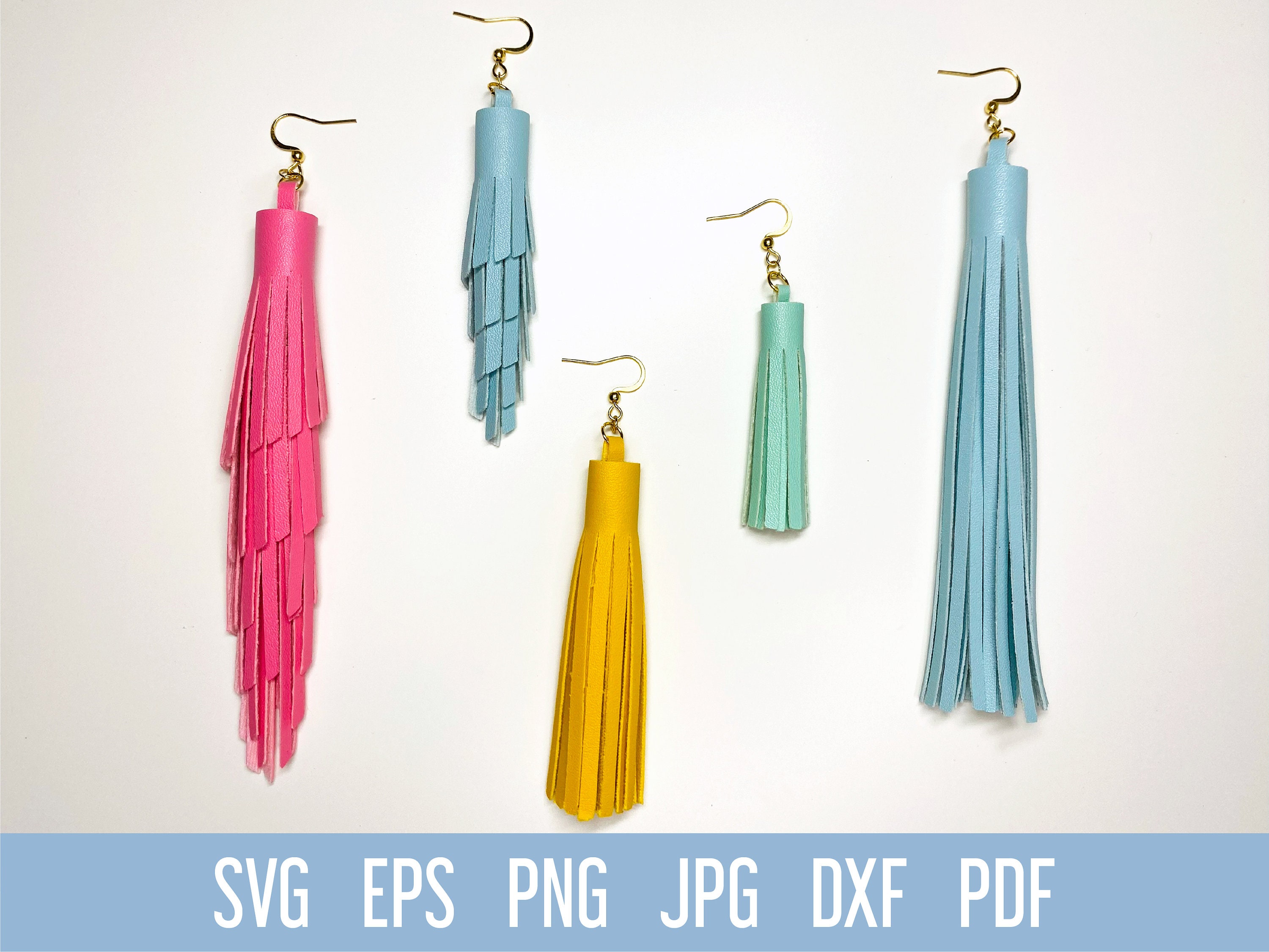 Tassels SVG Earring Cut File, Fringe Faux Leather Earrings SVG, Jewelry ...