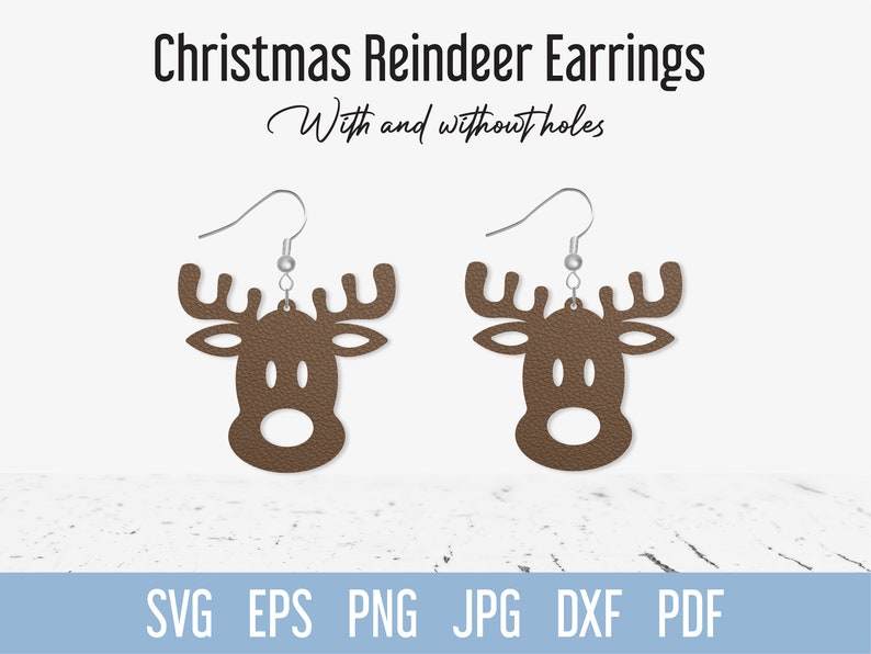 Christmas Deer Earring SVG Template, Winter Dangle Faux Leather ...