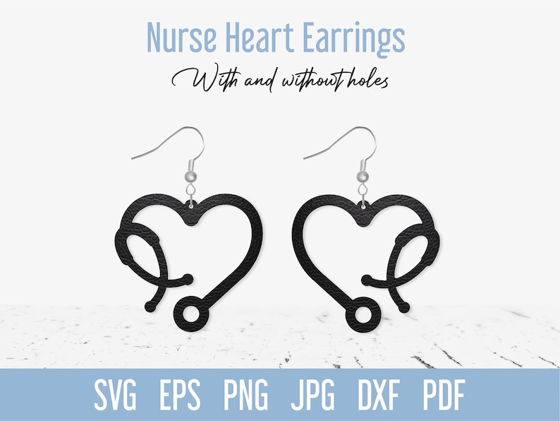 Nurse SVG Earring Cut File, Heart Stethoscope Faux Leather Earring Svg ...