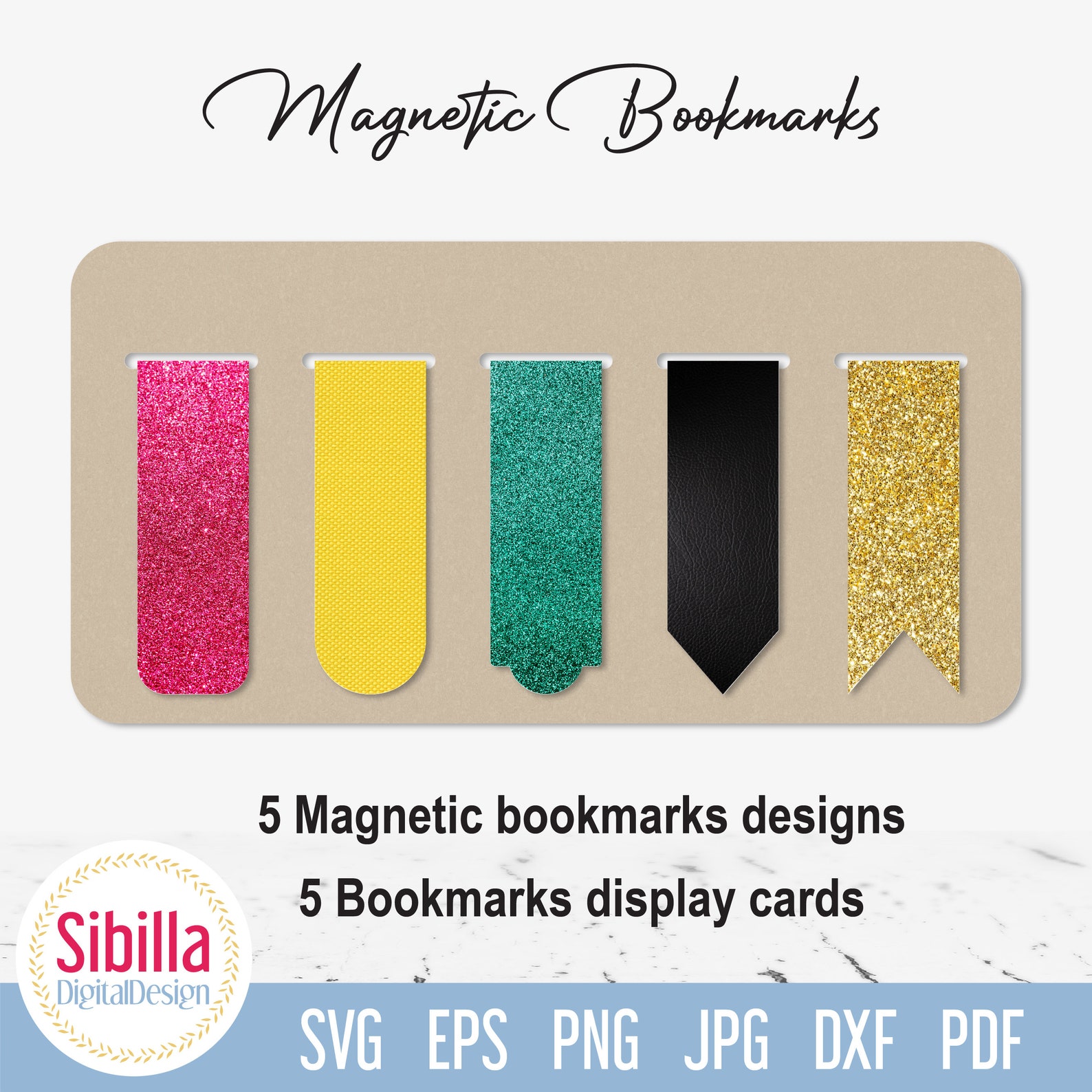 Magnetic Bookmark SVG Bundle, DIY Book Mark Faux Leather SVG Template ...