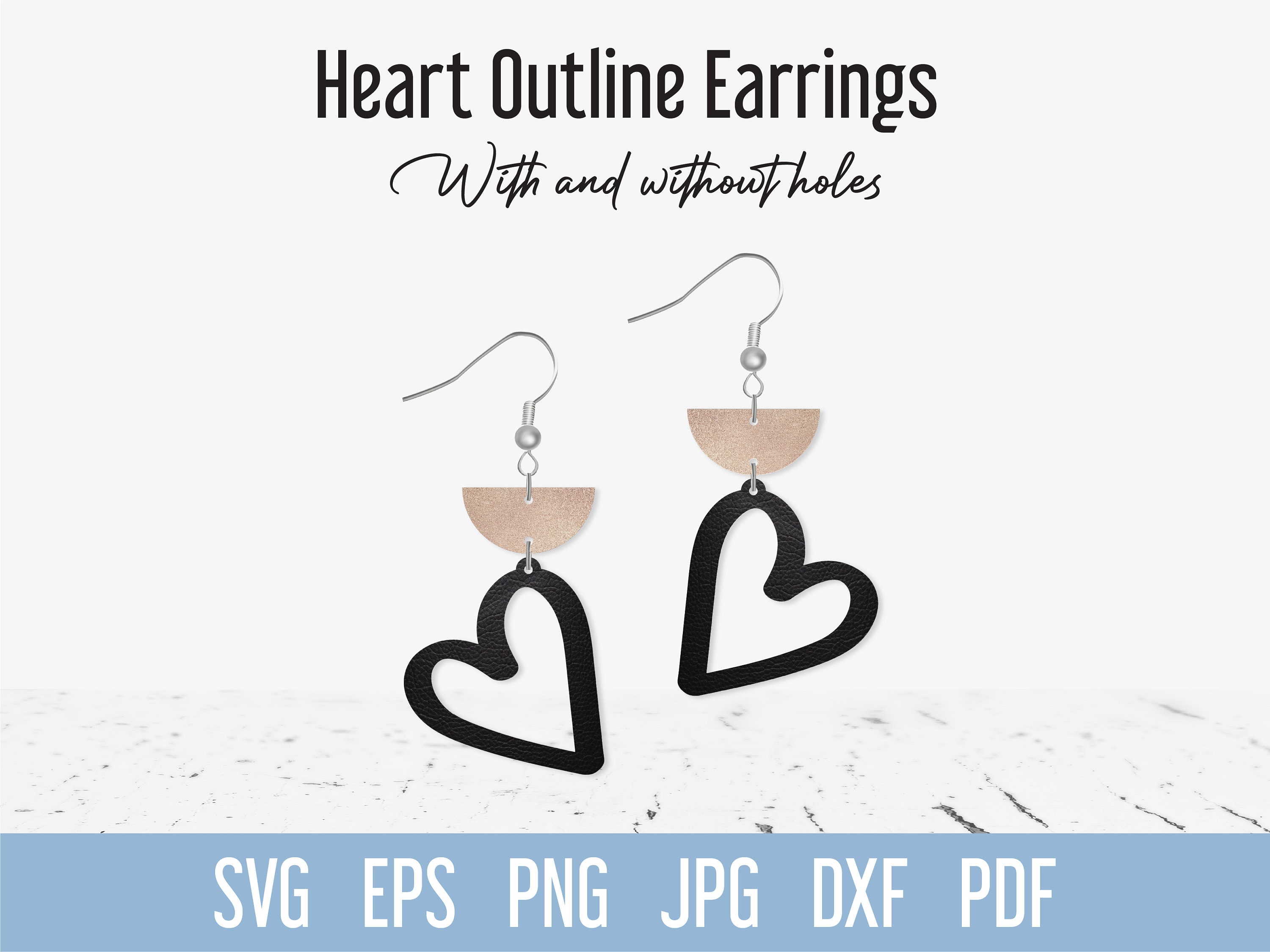 Heart Outline Earring SVG Cut File, Valentine's Day Faux Leather ...