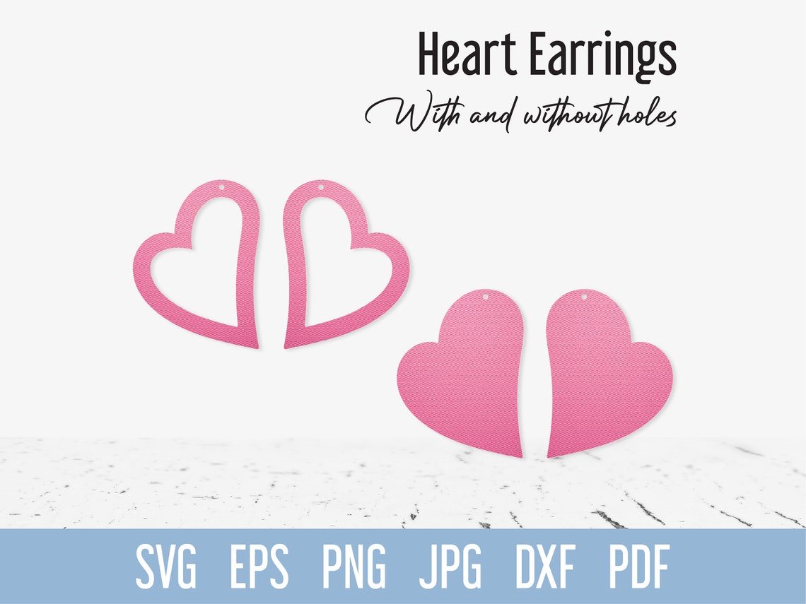 Heart Earring SVG Cut File, Valentine Day Faux Leather Earrings Svg ...