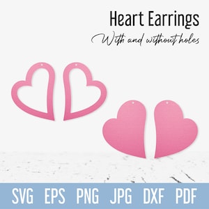 Heart Earring SVG Cut File, Valentine Day Faux Leather Earrings Svg ...