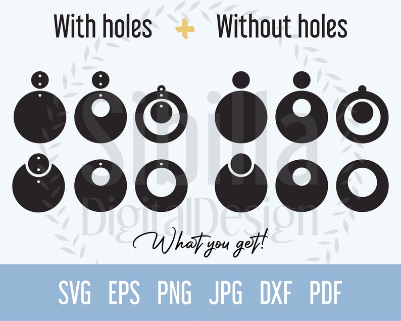 Circle Earring Svg Template, Dangle Round Faux Leather Earring Svg ...