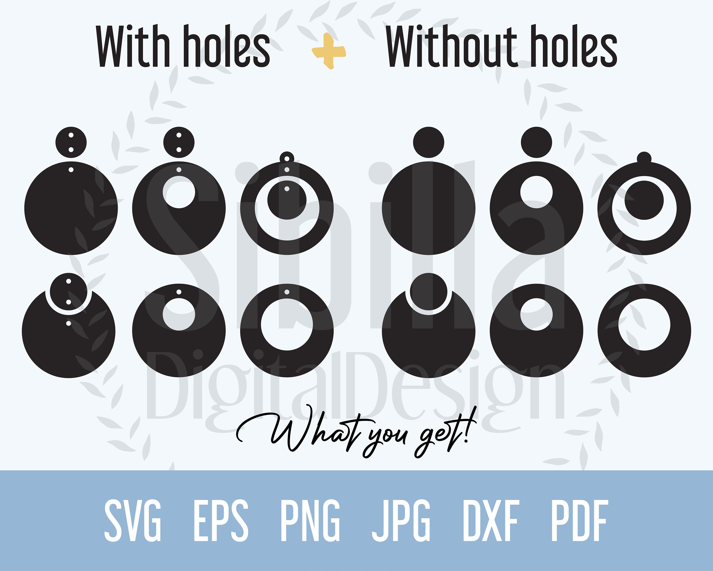 Circle Earring Svg Template, Dangle Round Faux Leather Earring Svg ...