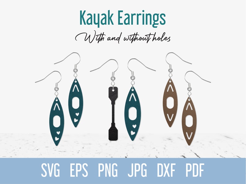 Kayak Earring SVG Template, Kanoe Faux Leather Earrings Svg, Outdoor ...
