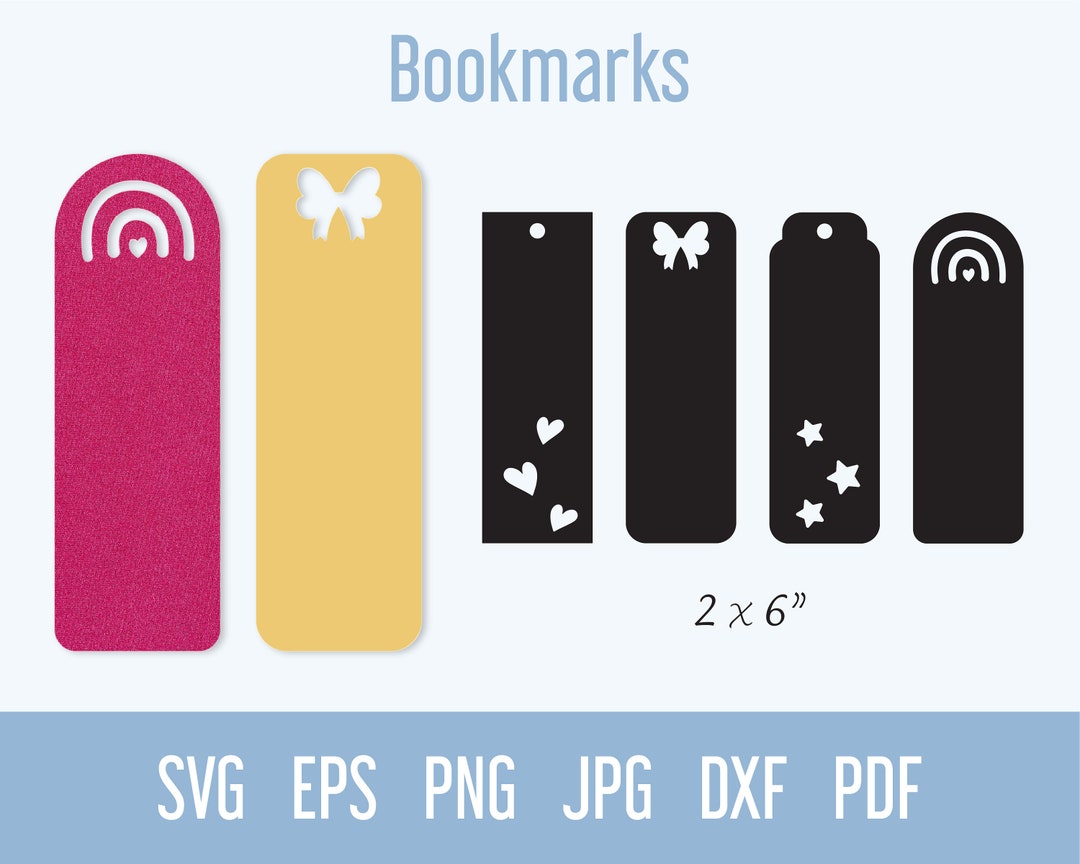 Cute Bookmark Bundle Svg, Heart Svg Bookmark, Bow Bookmark Template ...
