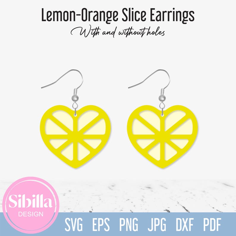 Lemon Slice Earrings SVG: Orange Fruit Jewelry Cut File for Glowforge ...