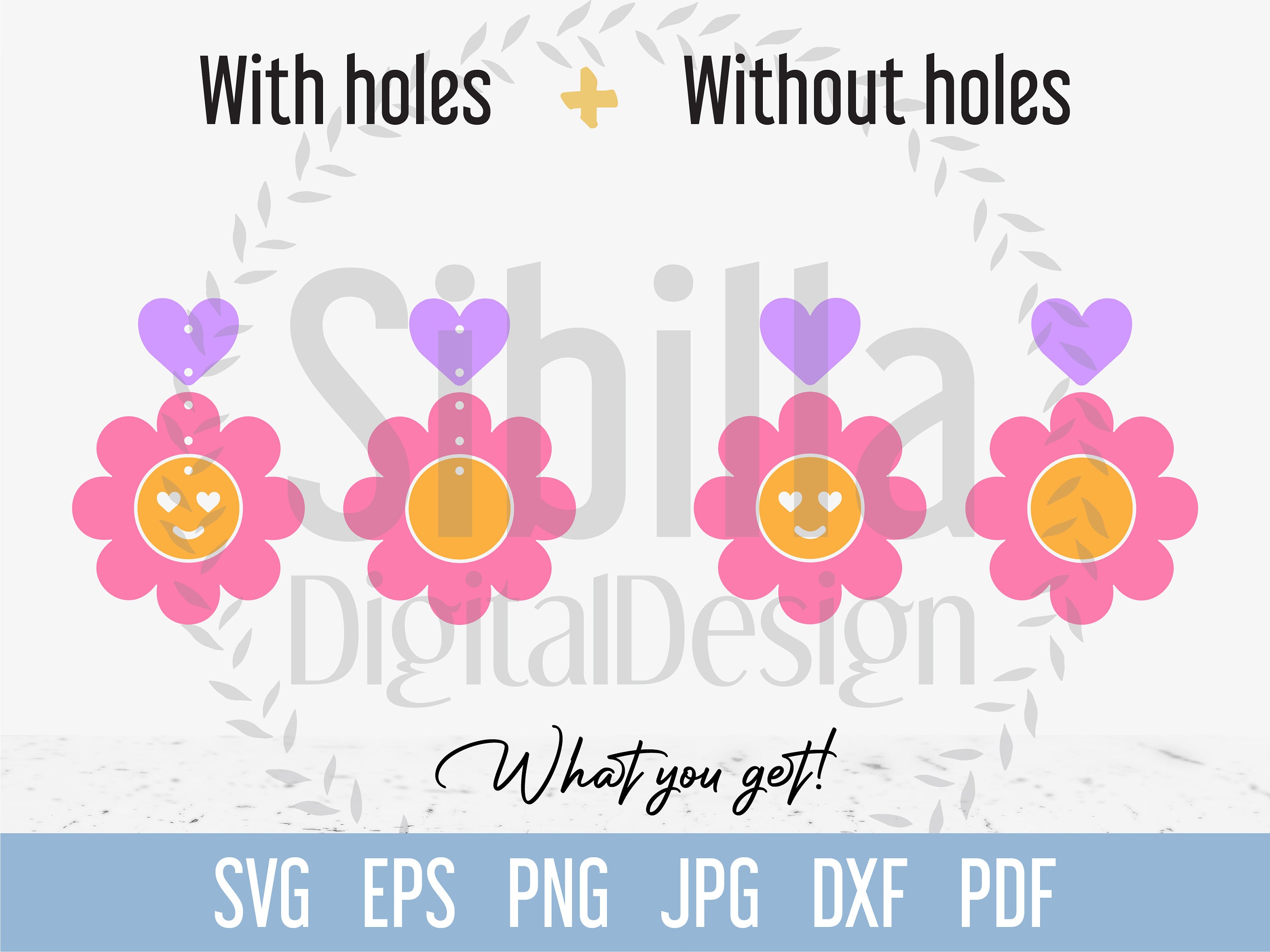 Daisy Heart Earring Svg Cut File, Valentines Day Faux Leather Earring ...