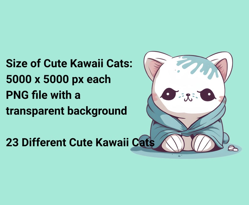 Cute Kawaii Cat Clipart Bundle - Adorable Cat Artwork for Crafting and ...