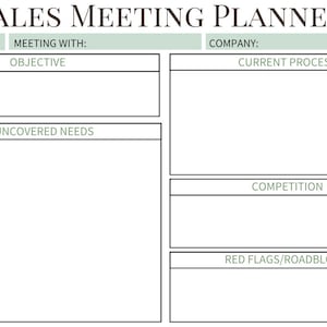 Ultimate Sales Meeting Planner - Printable, Meeting Notes, Agenda, Note ...