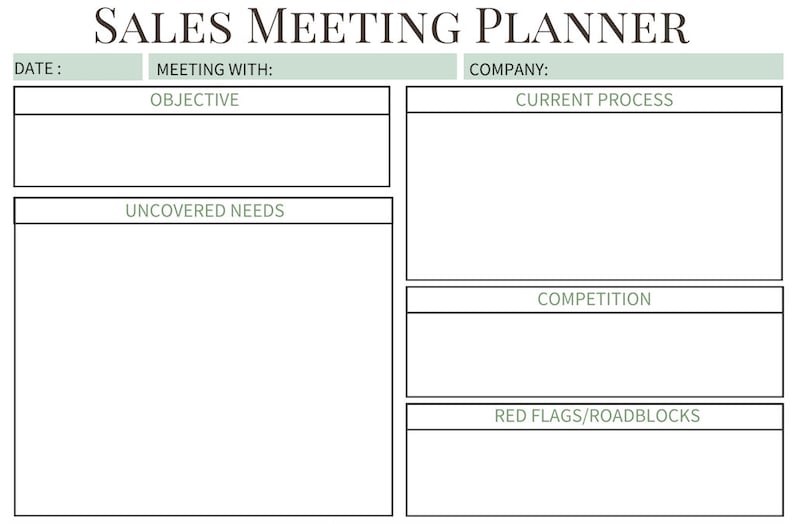 Ultimate Sales Meeting Planner - Printable, Meeting Notes, Agenda, Note ...