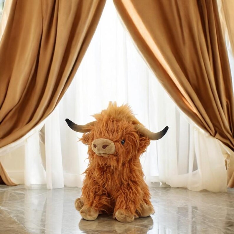 Highland Cow Plush Highland Cow Plushie Cow Pillow Cow Plush Brown Cow ...