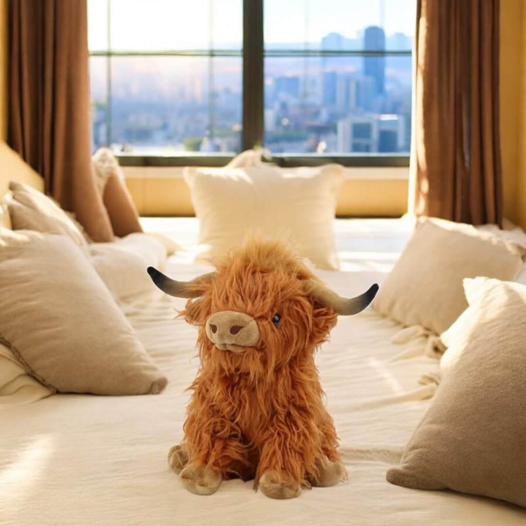 Highland Cow Plush Highland Cow Plushie Cow Pillow Cow Plush Brown Cow ...