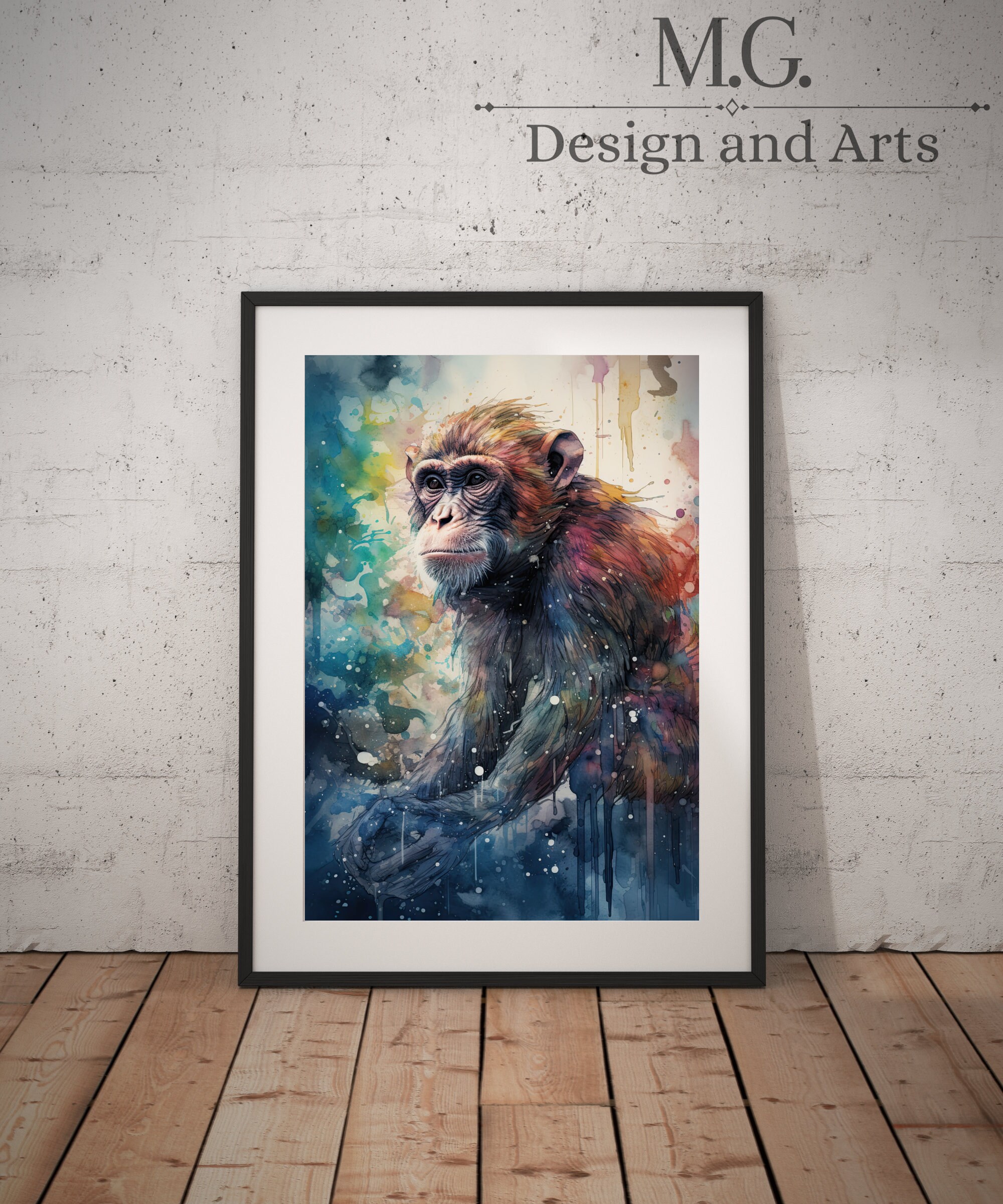 Monkey Watercolor Paint | Colorful Wall Art | Animal Painting | Digital ...