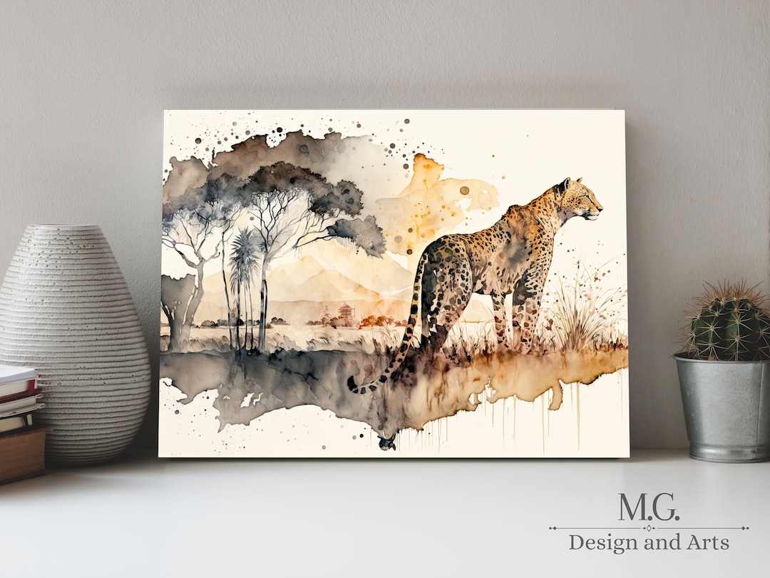 Cheetah Watercolor Paint Animal Painting Colorful Wall Art - Etsy