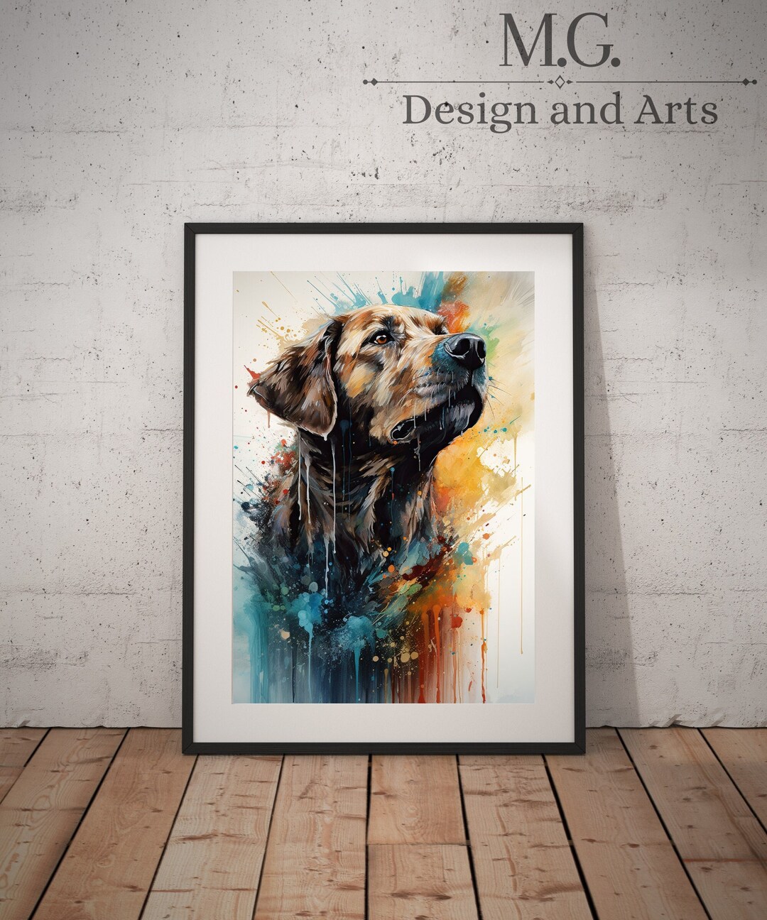 Dog Portrait Digital | Labrador | Colorful Wall Art | Dog Painting ...