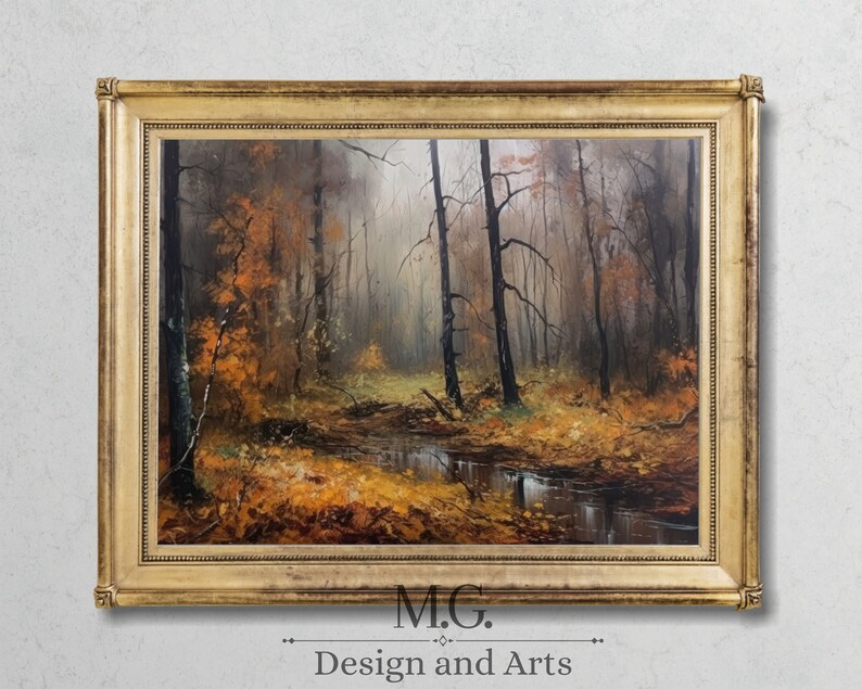 Moody Autumn Forest Oil Painting | Farmhouse Decor | Impressionist ...