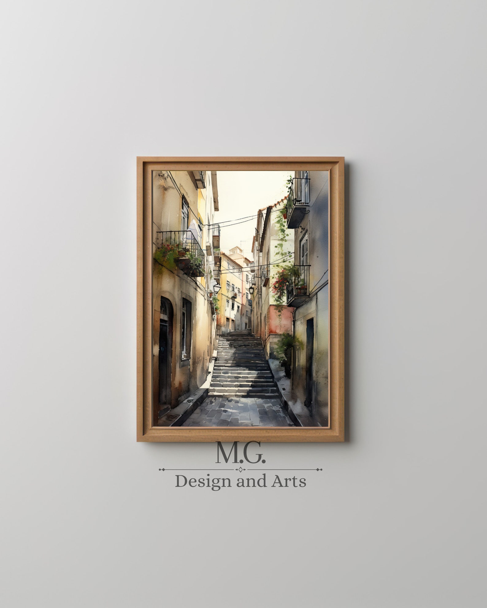 Lisbon Cityscape Painting | Architecture Wall Decor | Antique Decor ...