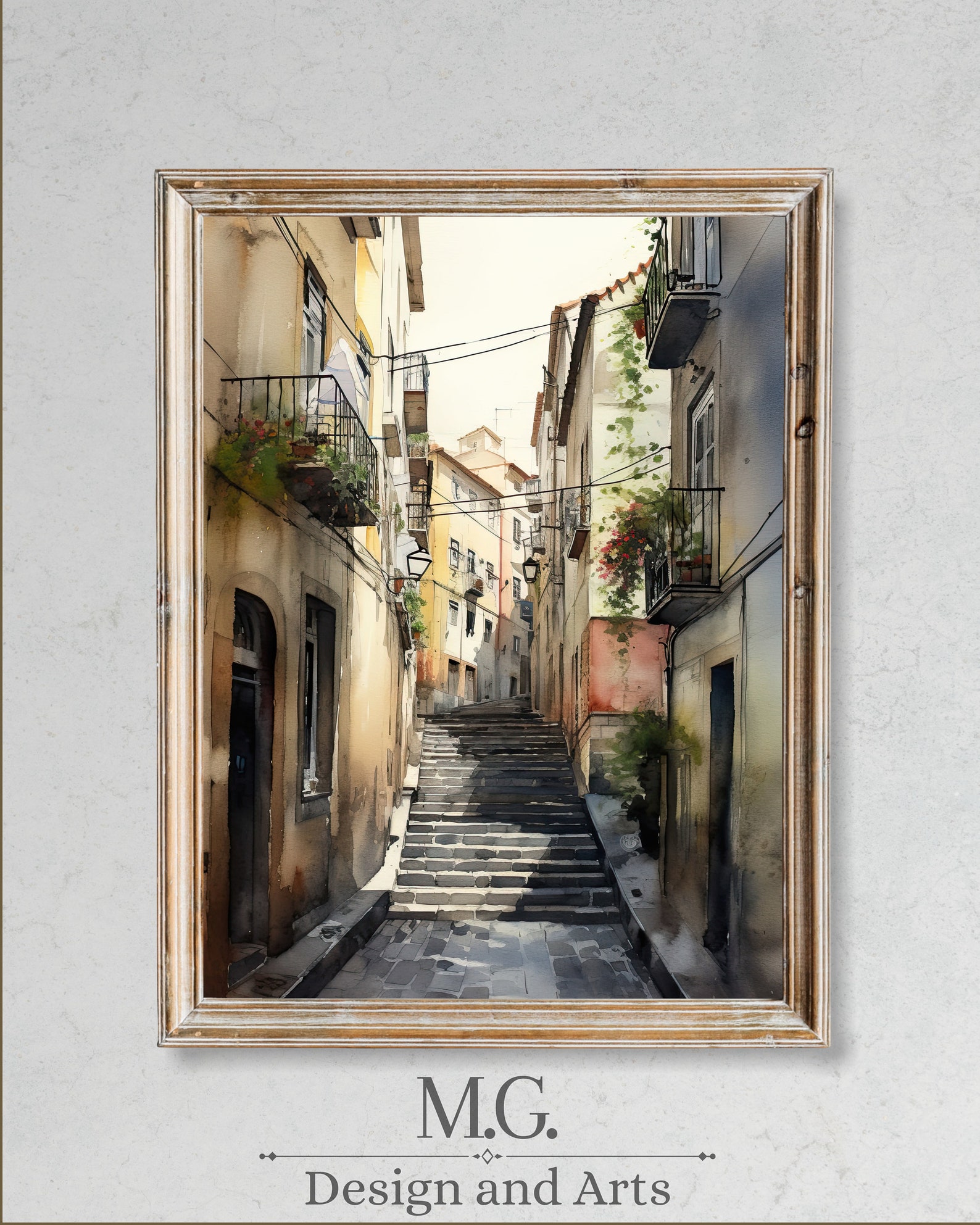Lisbon Cityscape Painting | Architecture Wall Decor | Antique Decor ...