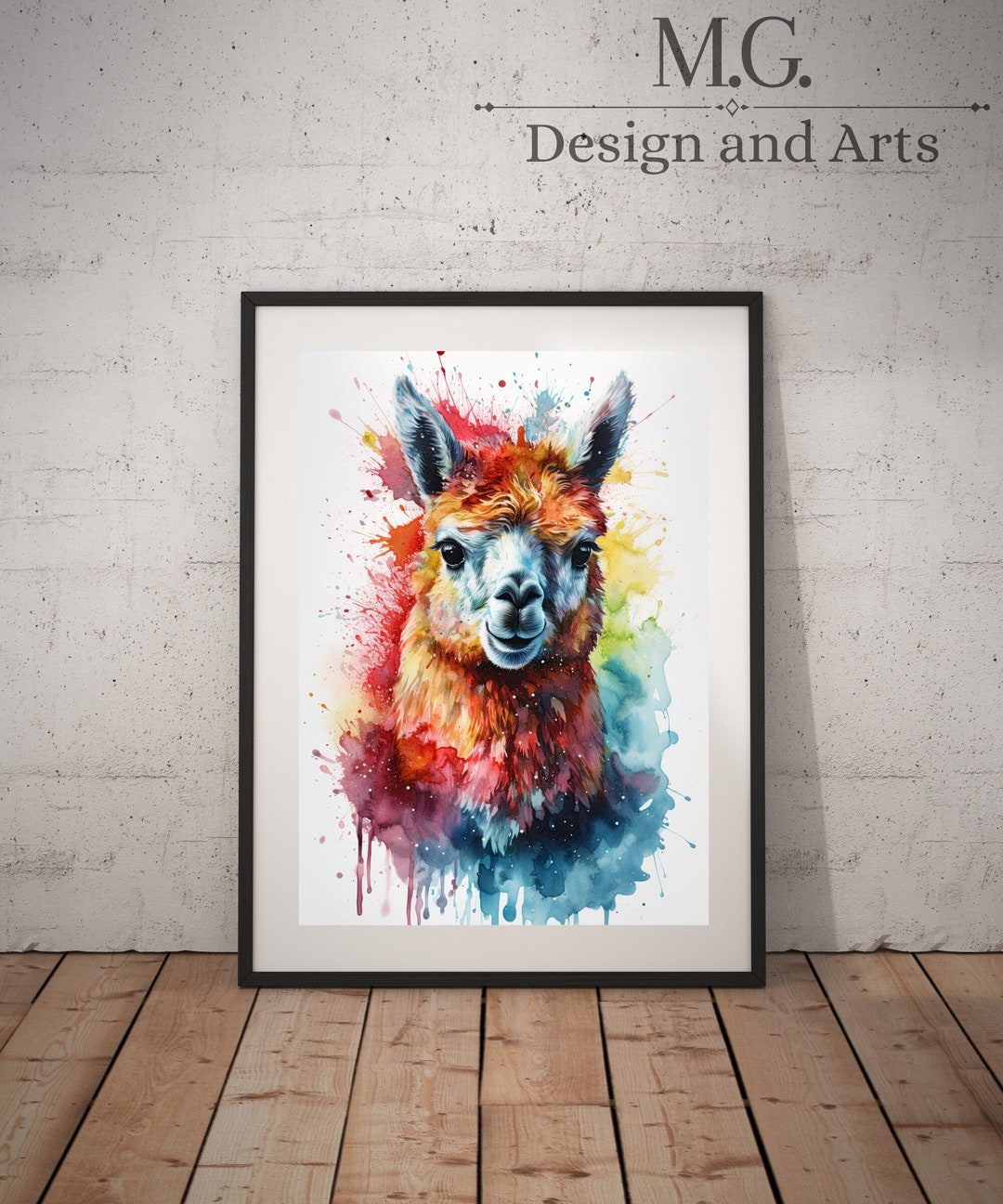Alpaca Watercolor Paint | Colorful Wall Art | Animal Painting | Digital ...