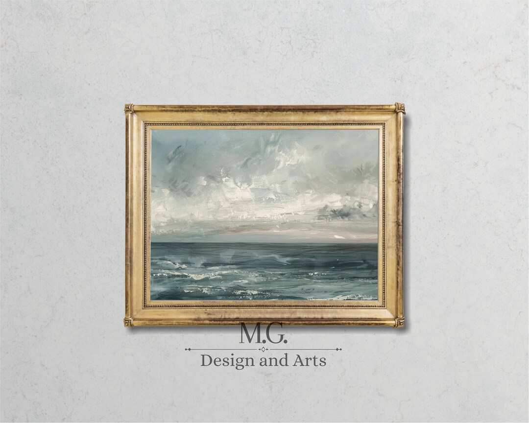 Vintage Seascape Coastal Oil Painting | Coastal Decor | Beach House ...