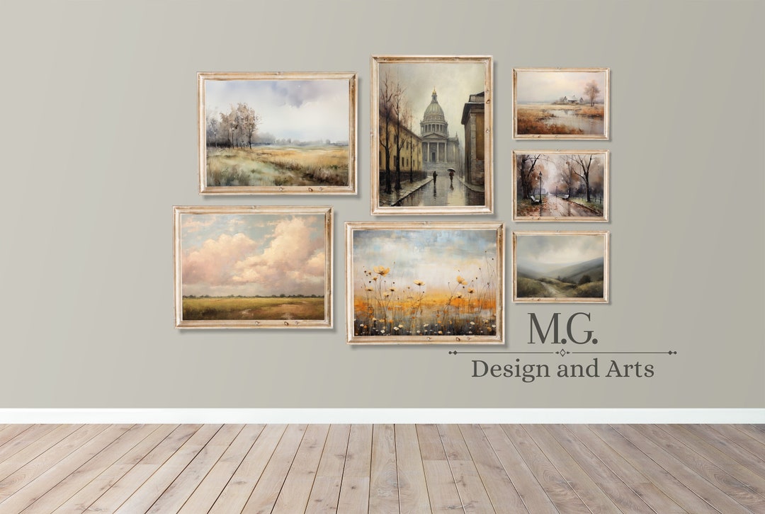 Vintage Gallery Art Collection of 7 Watercolor and Oil Paintings ...
