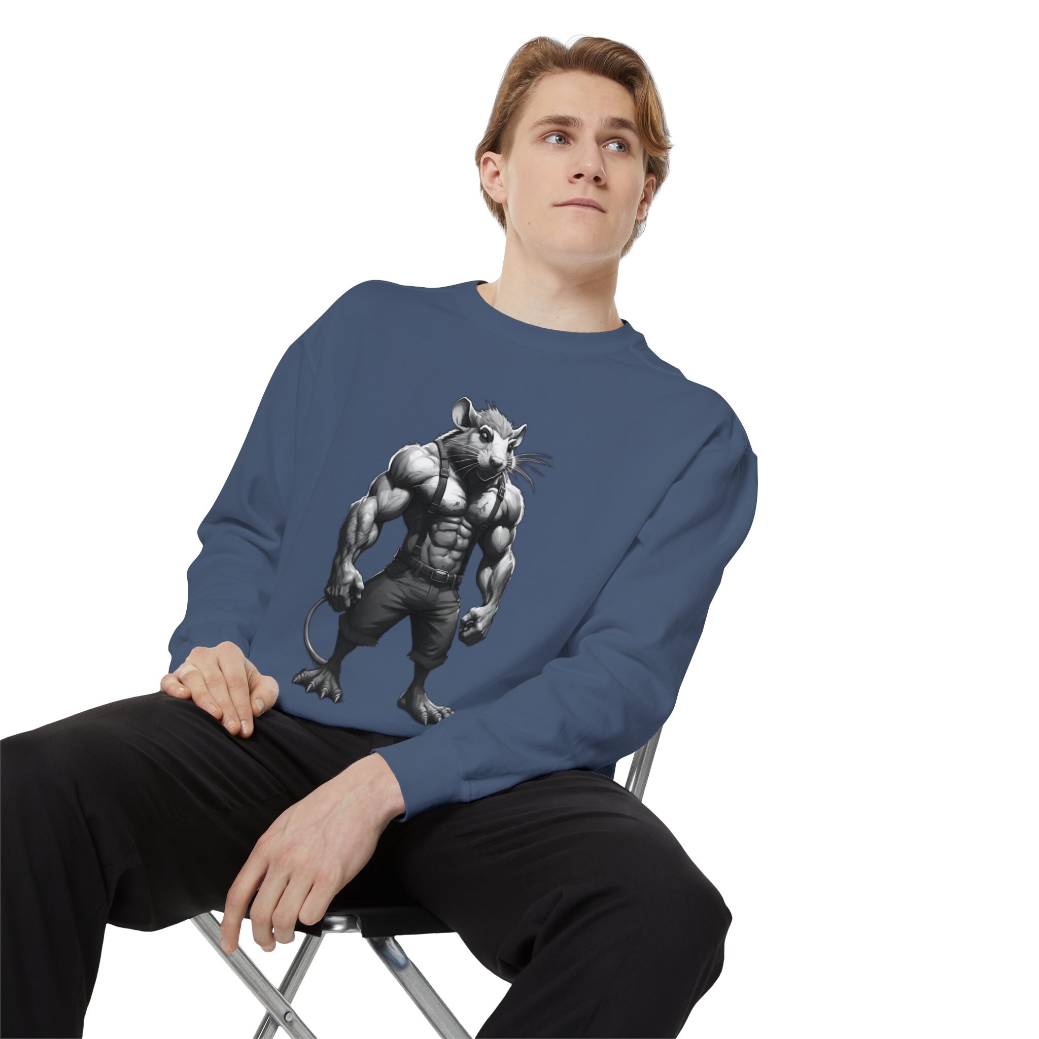 Ripped Rodent: the Mighty Muscular Rat Garment-dyed Sweatshirt, Gym Rat ...